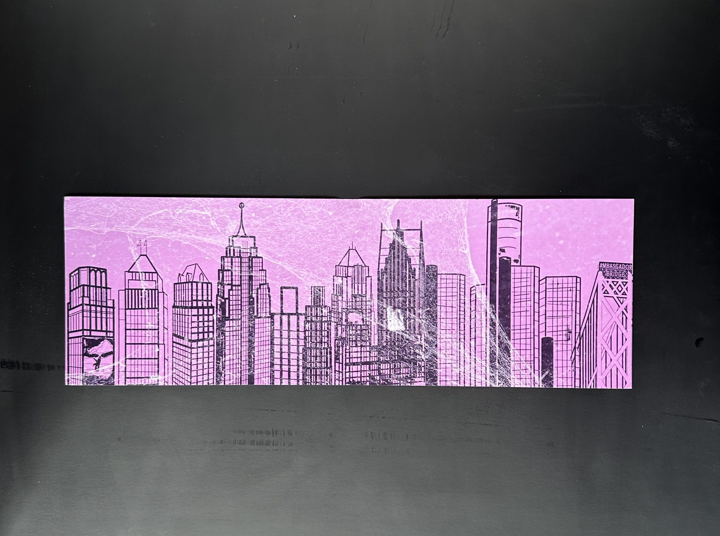 Detroit Skyline Pink 18"x6" - Grand Pine Creations